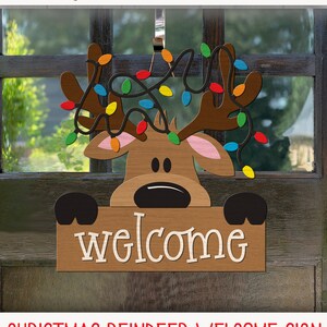 Reindeer Door Hanger SVG | Christmas Welcome Sign | Laser Cut File ...