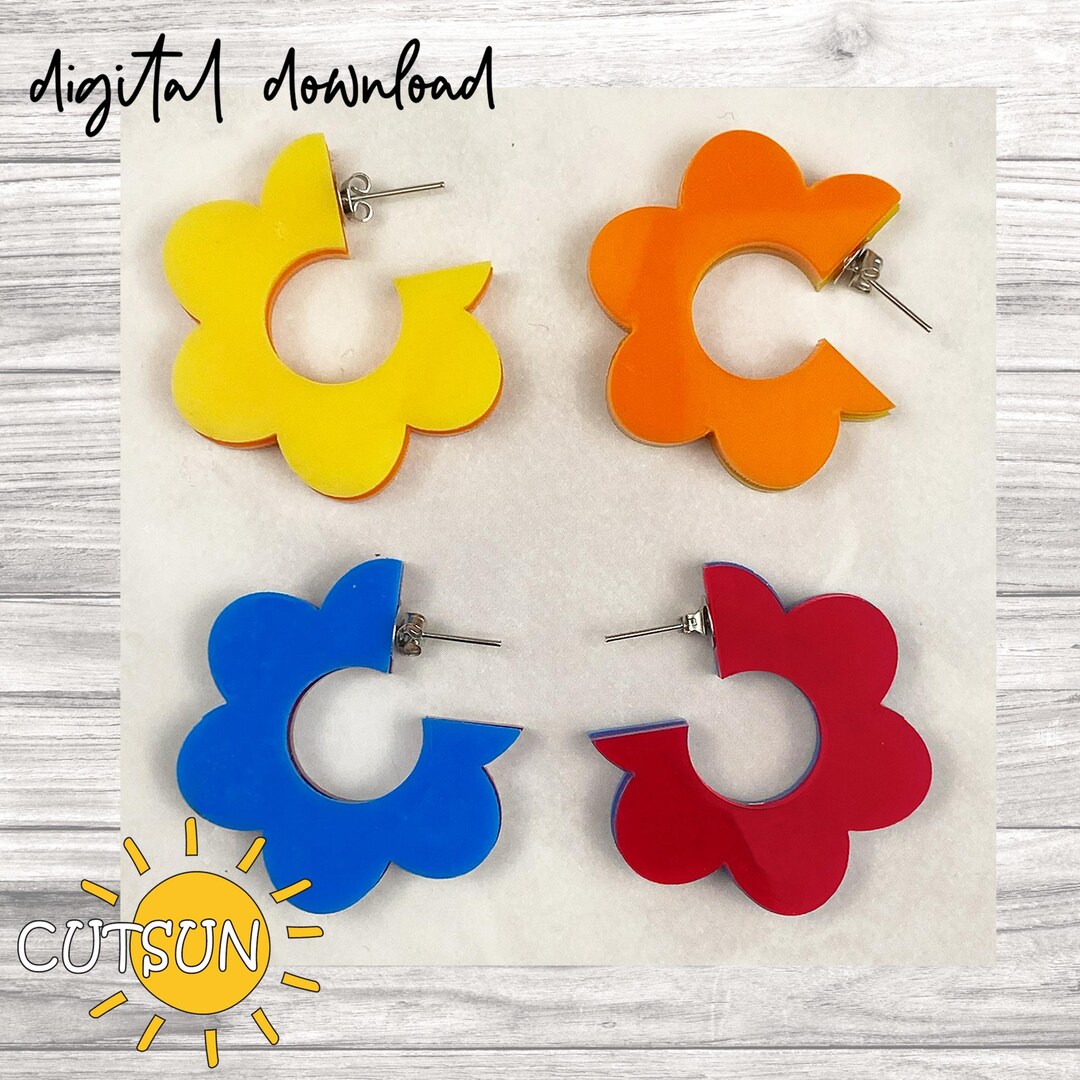 Flower Hoop Earrings SVG Flower Earring Svg Laser Cut Jewelry Svg Hoop ...