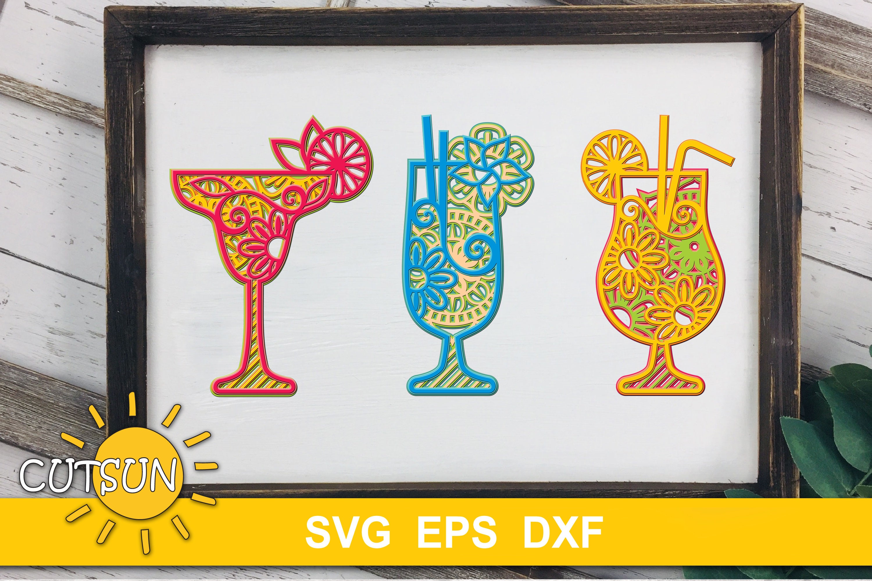 3D Layered Mandala Summer Cocktails SVG Bundle Cut Files - Etsy Canada
