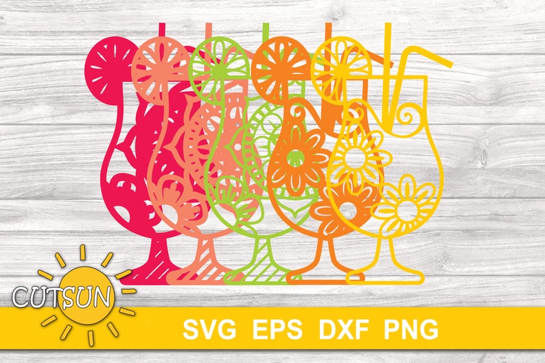 3D Cocktail Layered Mandala SVG File 3 3D Layered DXF | Etsy