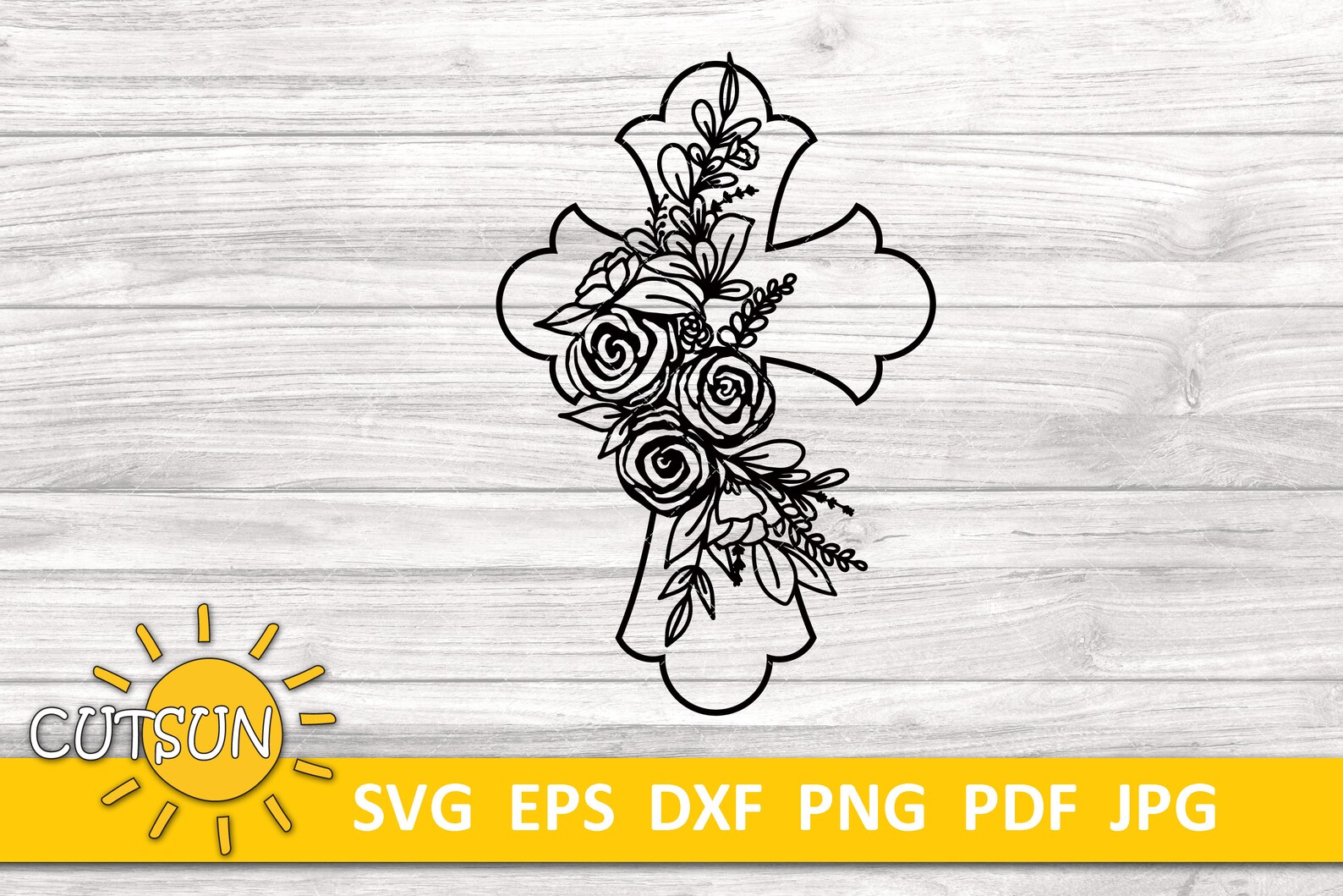 Cross SVG Floral Cross SVG Flower Cross SVG Cross With | Etsy