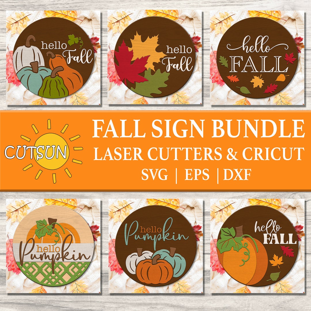 Fall Door Hanger SVG Bundle Glowforge Laser Cut Files Cricut SVG Bundle ...