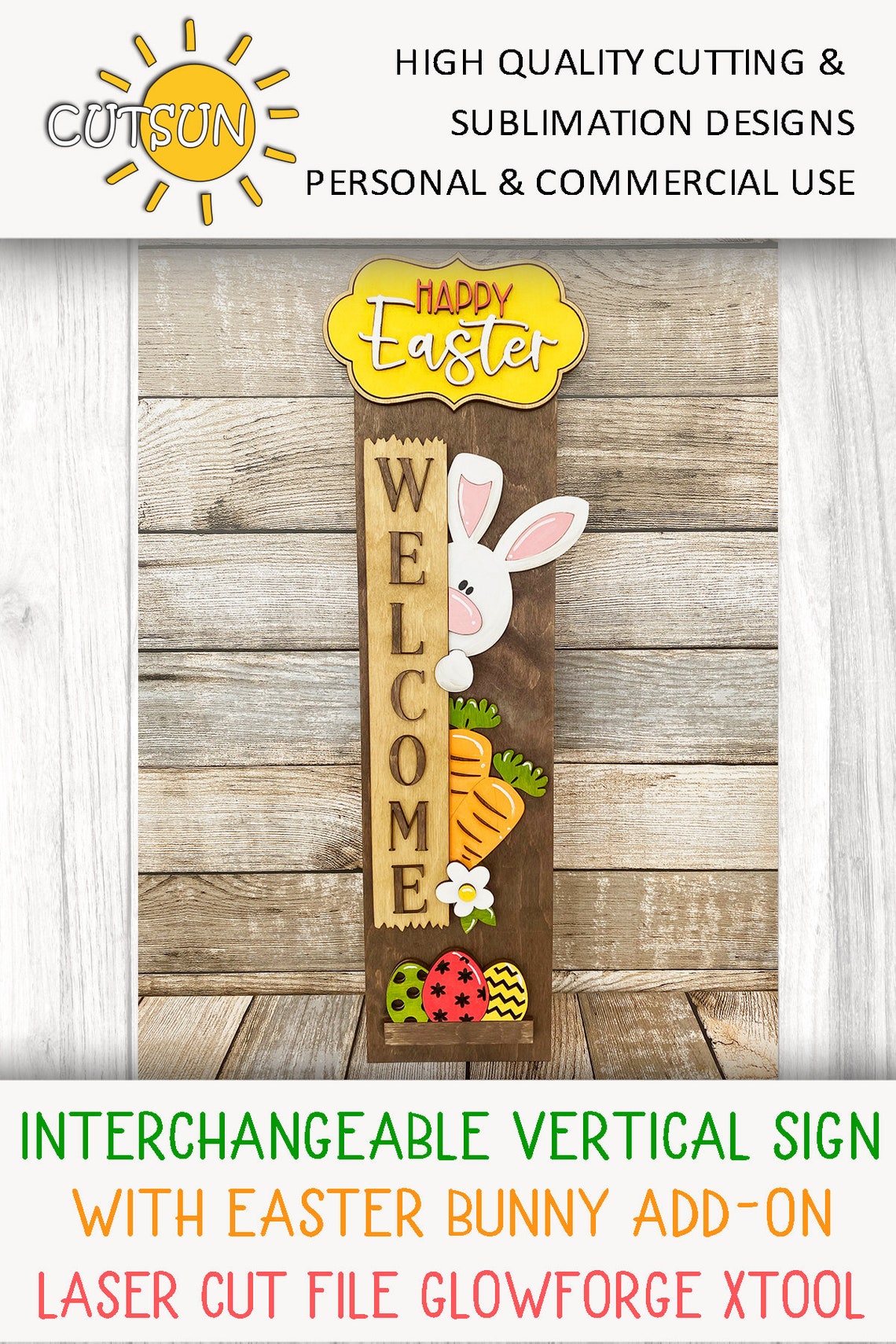 Interchangeable Easter Bunny Porch Sign SVG | Welcome Porch Leaner ...