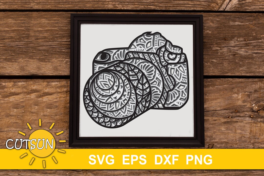 3D Layered Photo Camera Mandala SVG - 5 Layers | DXF | EPS | Glowforge ...