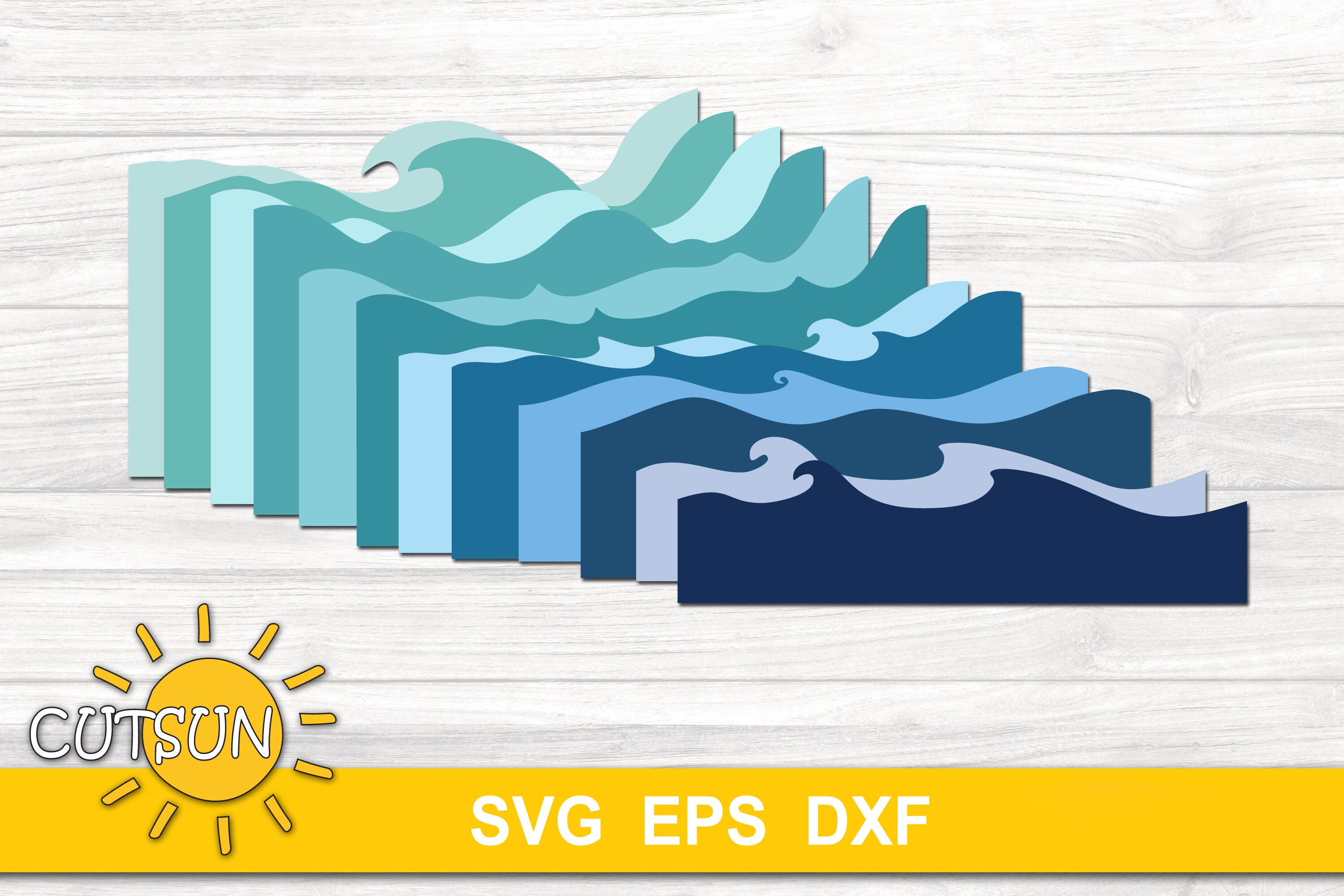3D Layered Waves SVG bundle 3D Layered Sea Cricut | Etsy