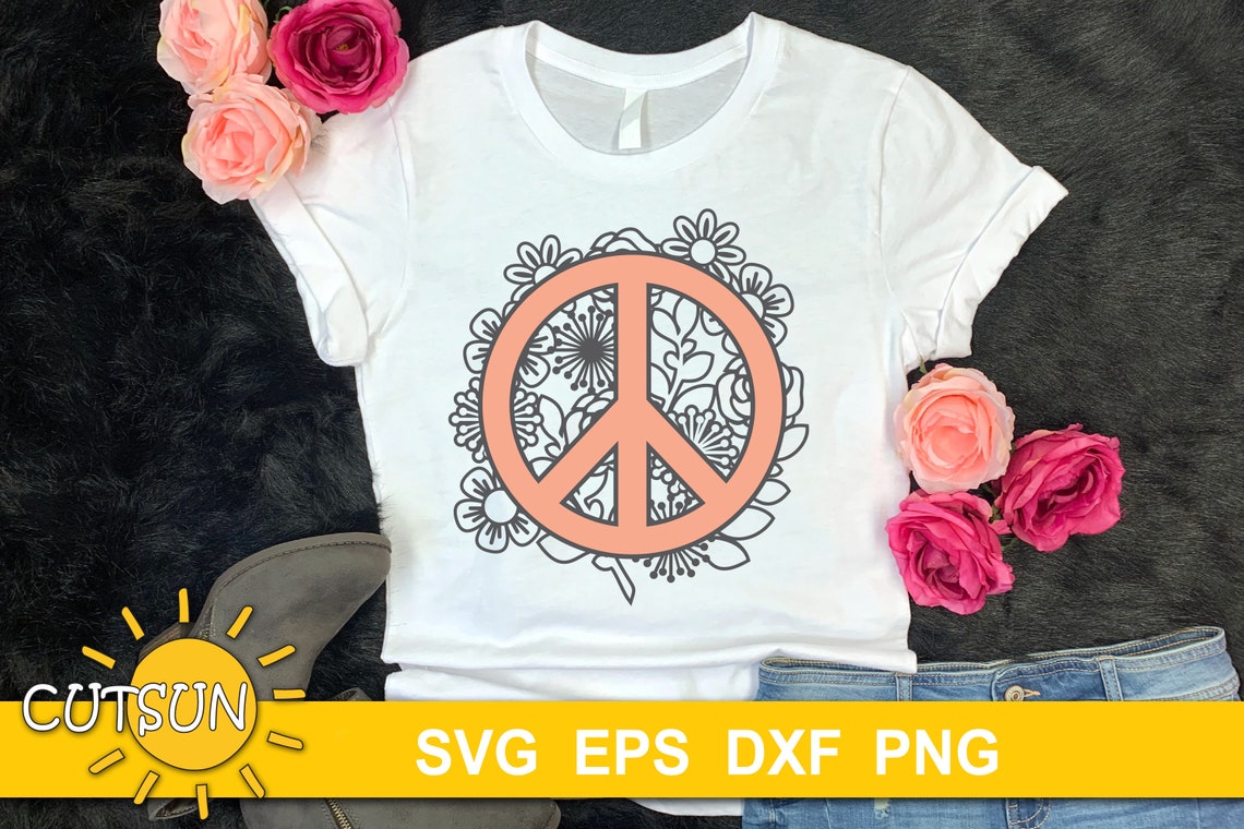 Peace sign svg Floral cut file for crafters svg files for | Etsy