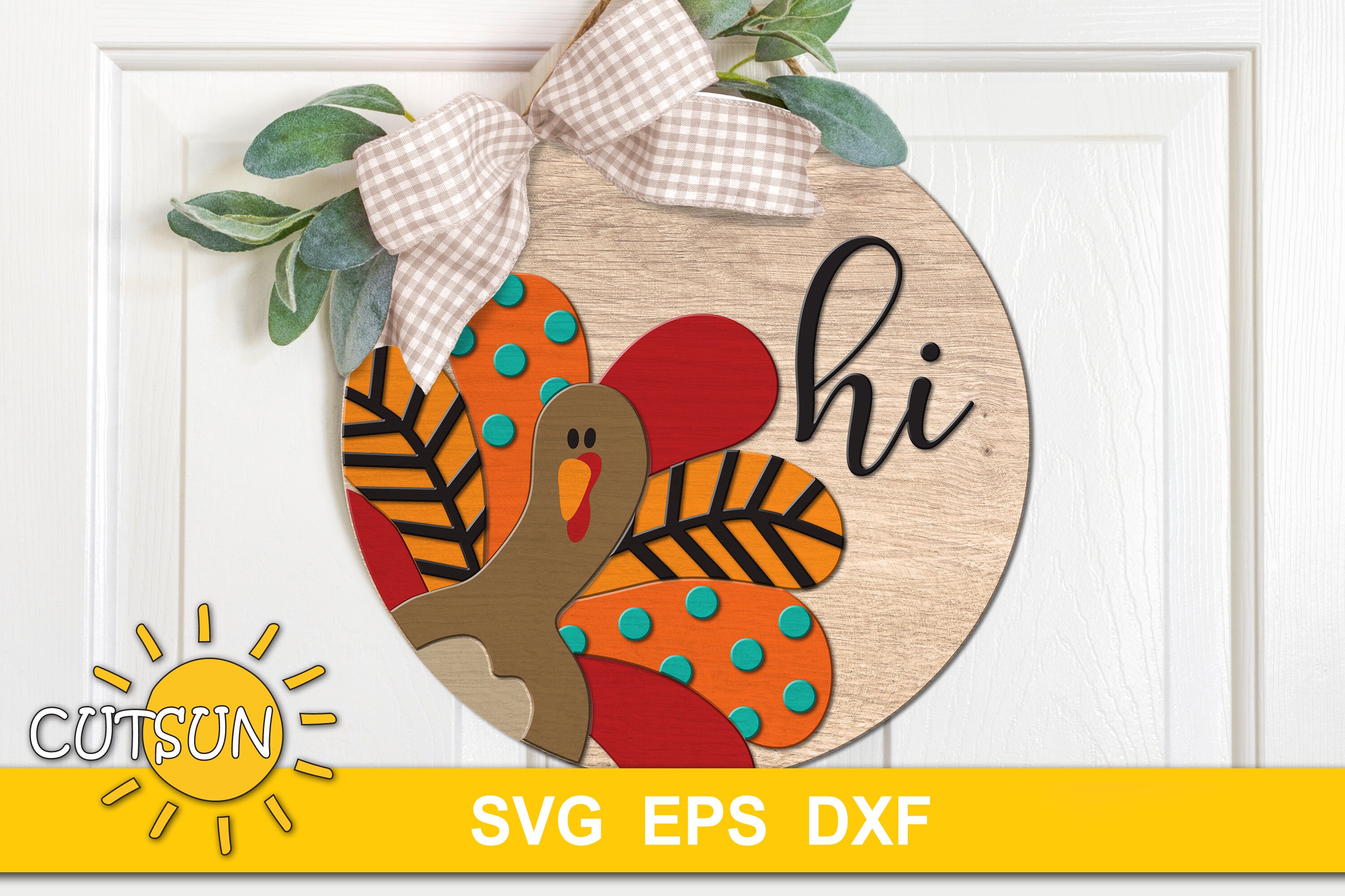 Turkey Door Hanger Svg Thanksgiving Door Hanger Svg Fall Etsy