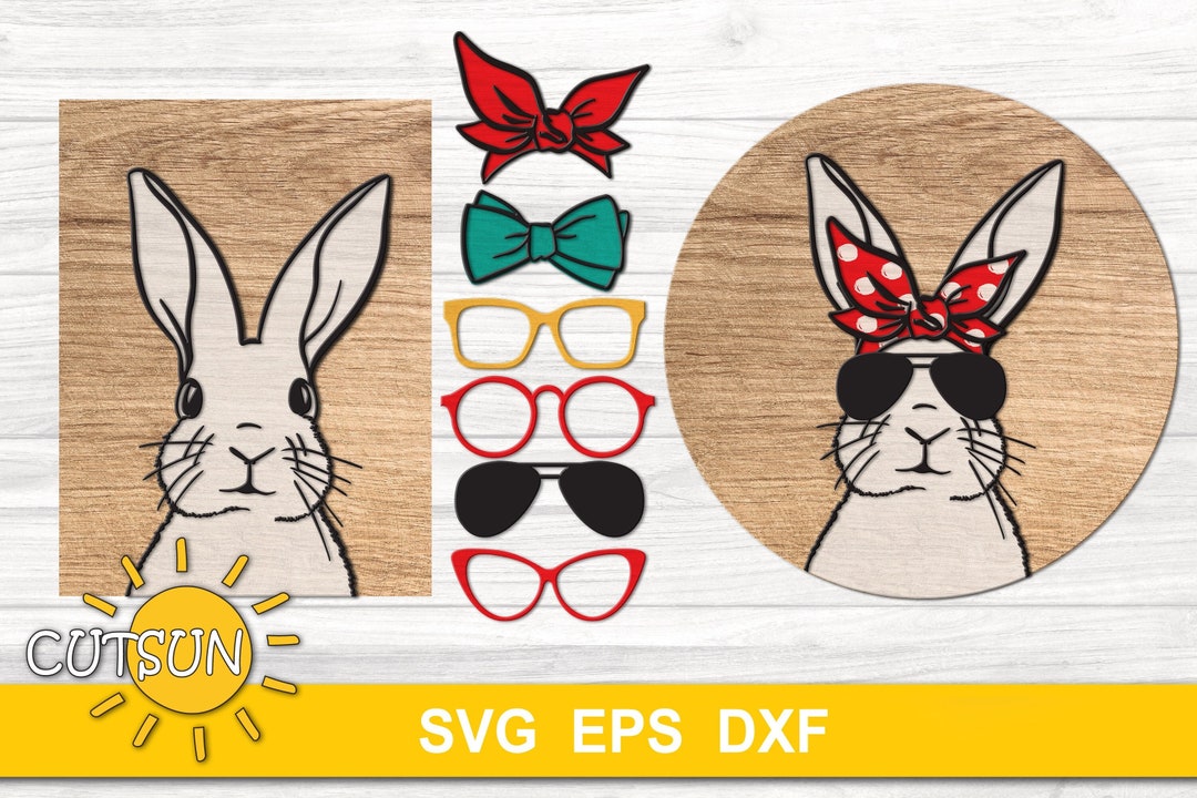 Easter Bunny Face SVG Bundle Glowforge Svg Laser Cut File - Etsy