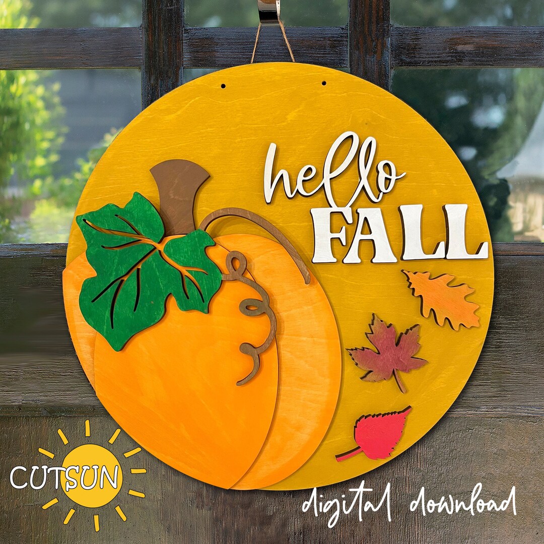 Fall Door Hanger Svg Pumpkin Door Hanger SVG Fall Svg Pumpkin Svg Front ...