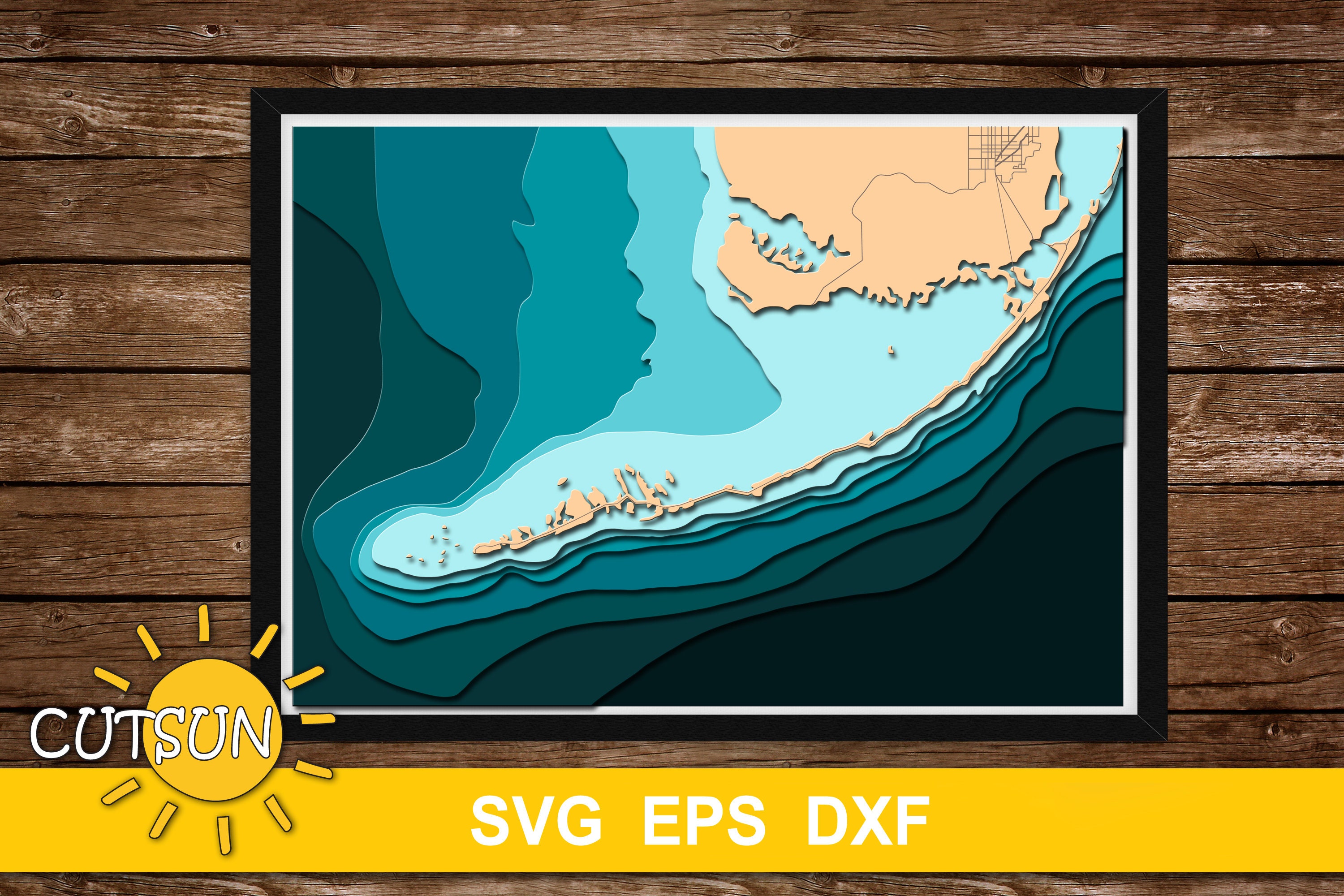 Florida Keys 3D Map SVG EPS DXF 8 Layers Cricut - Etsy Australia