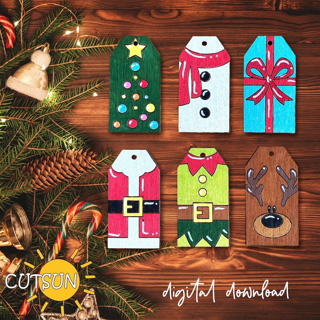 Christmas Tags SVG Bundle | Cute Christmas Gift Tags | Laser Cut File ...