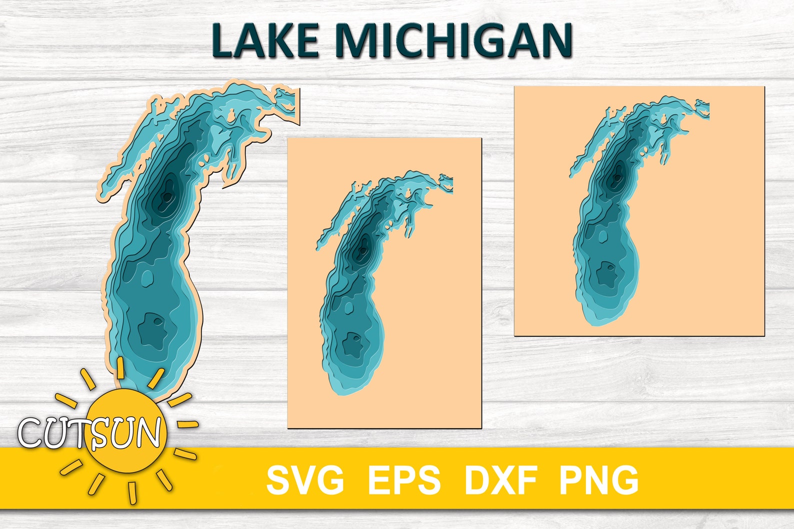 Layered Lake Michigan Map SVG EPS DXF 10 Layers Cricut - Etsy UK