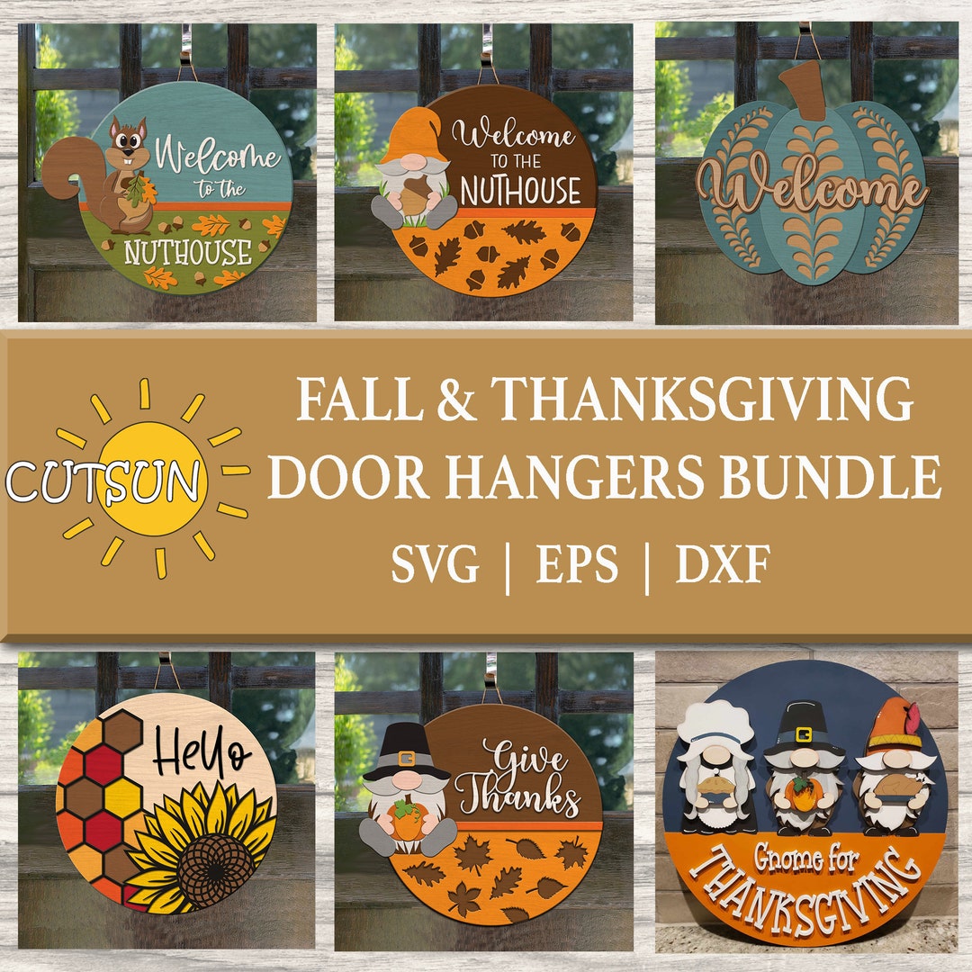 Fall Door Hanger SVG Bundle | Fall Welcome Sign SVG Bundle | Autumn ...