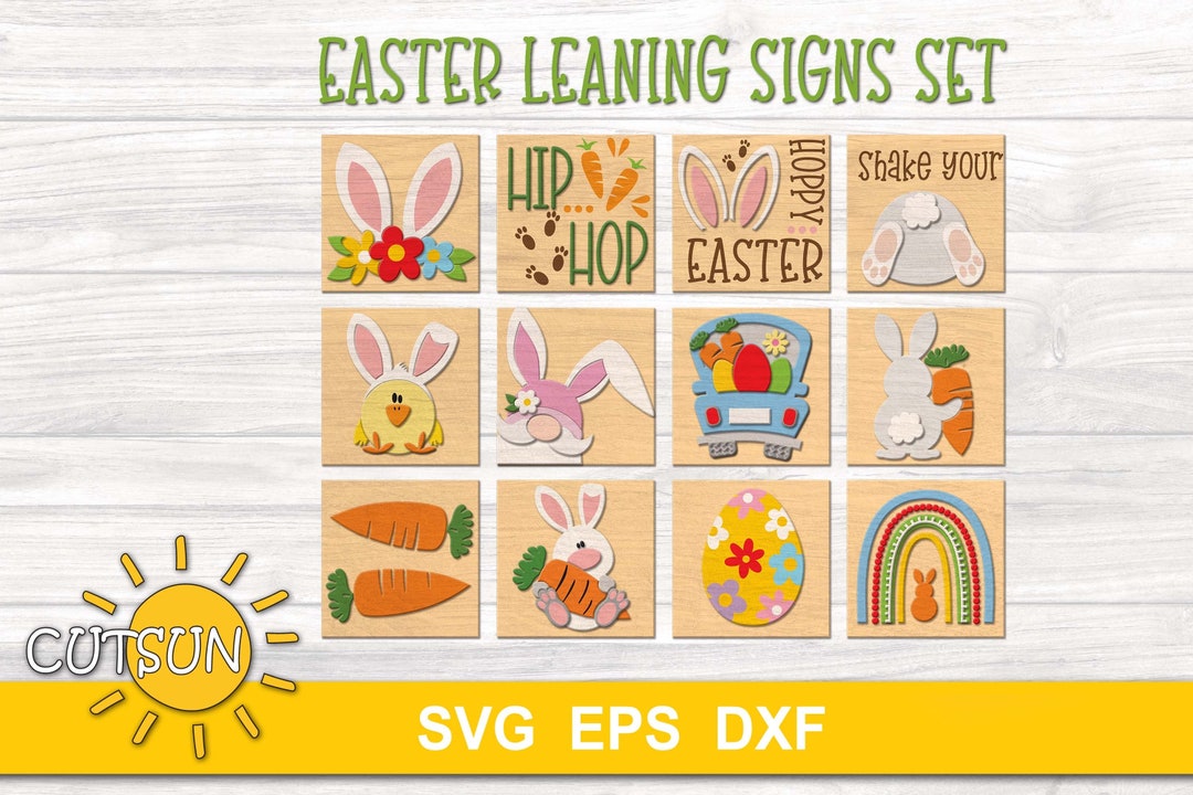Easter Leaning Signs SVG Bundle Easter Gnome Svg Easter Bunny Svg ...