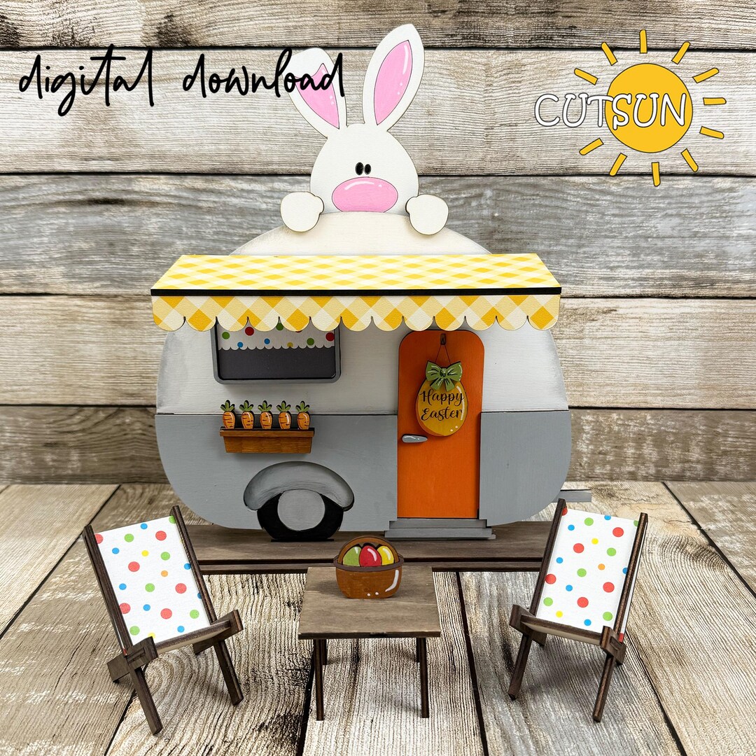 Happy Easter SVG Add-on for Interchangeable Camper | Easter Bunny Shelf ...