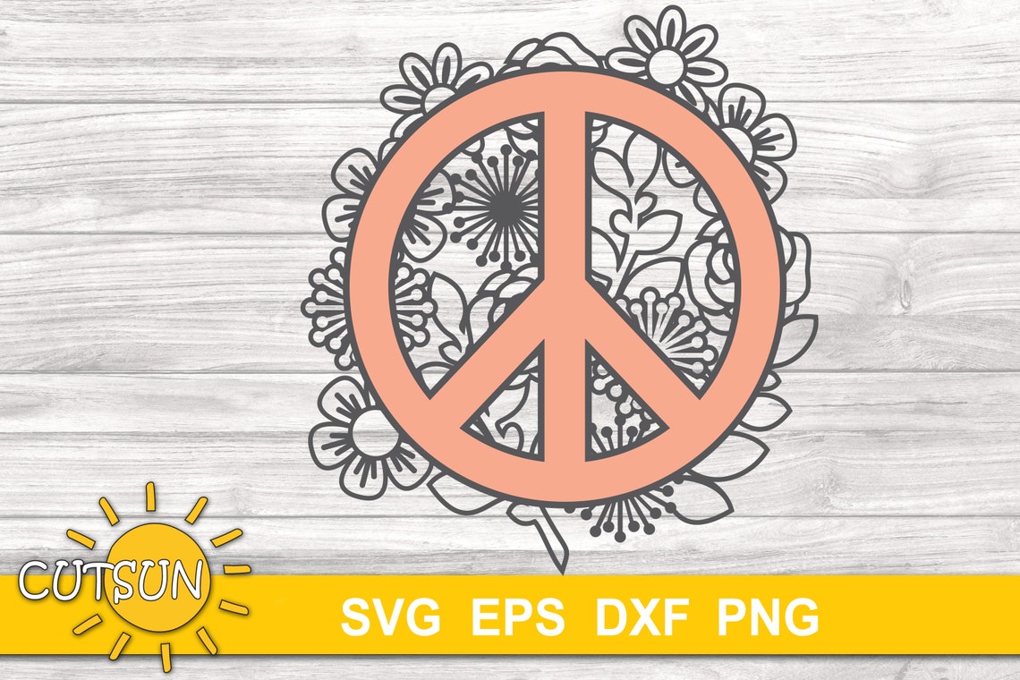 Peace sign svg Floral cut file for crafters svg files for | Etsy