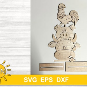 Farm Animals Standing Sign SVG Tabletop Svg Farmhouse Decor Glowforge ...