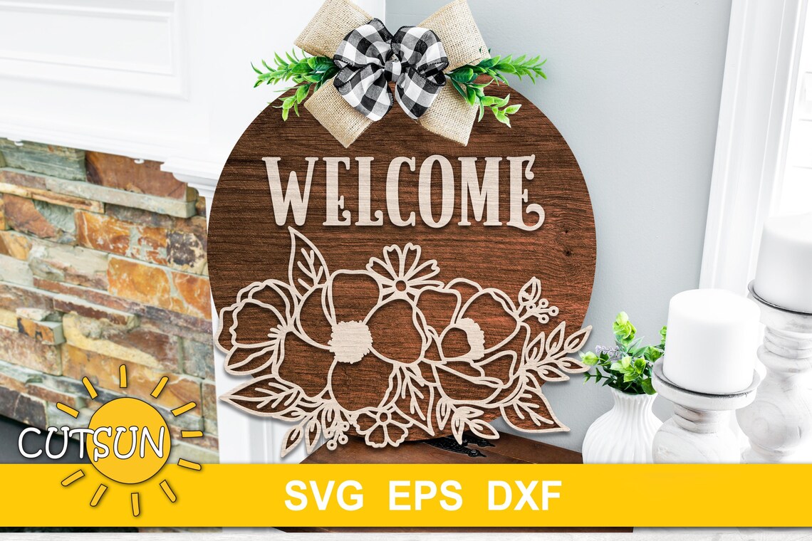 Spring Door Hanger SVG Floral Door Hanger SVG Magnolia - Etsy