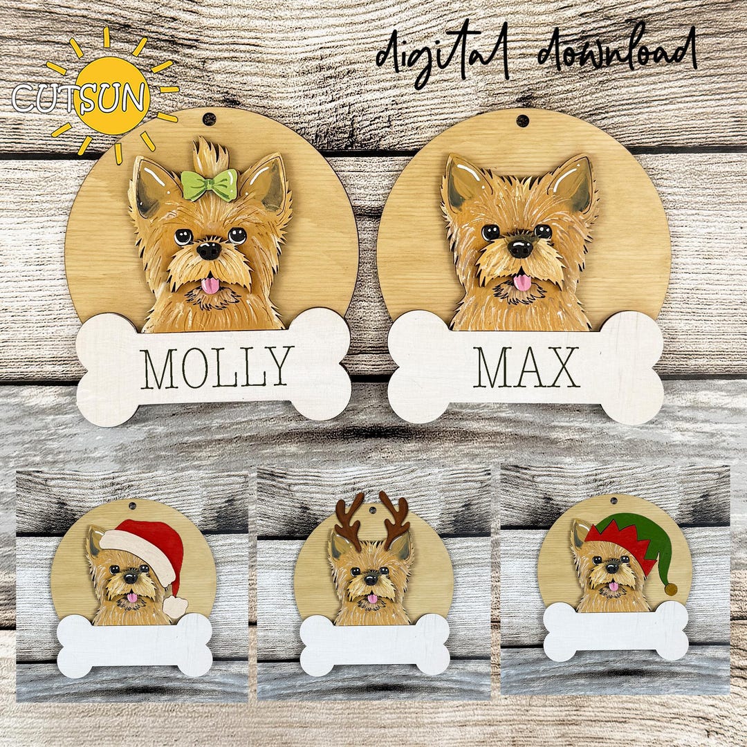Yorkshire Terrier Ornament SVG | Yorkie Layered Dog Christmas Ornament ...