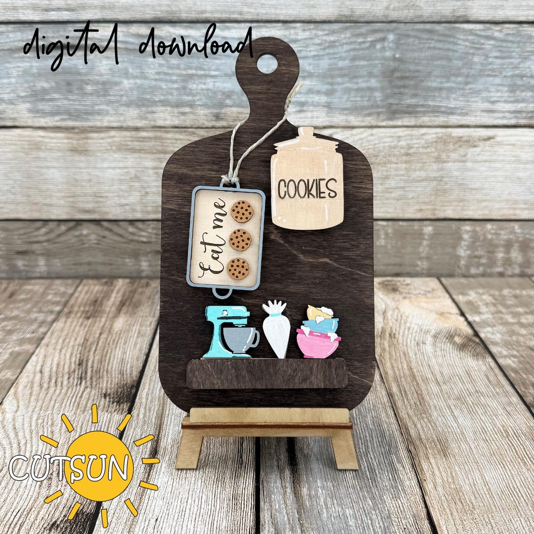 Cookies Interchangeable Cutting Board Decor SVG | Biscuit Shelf Sitter ...