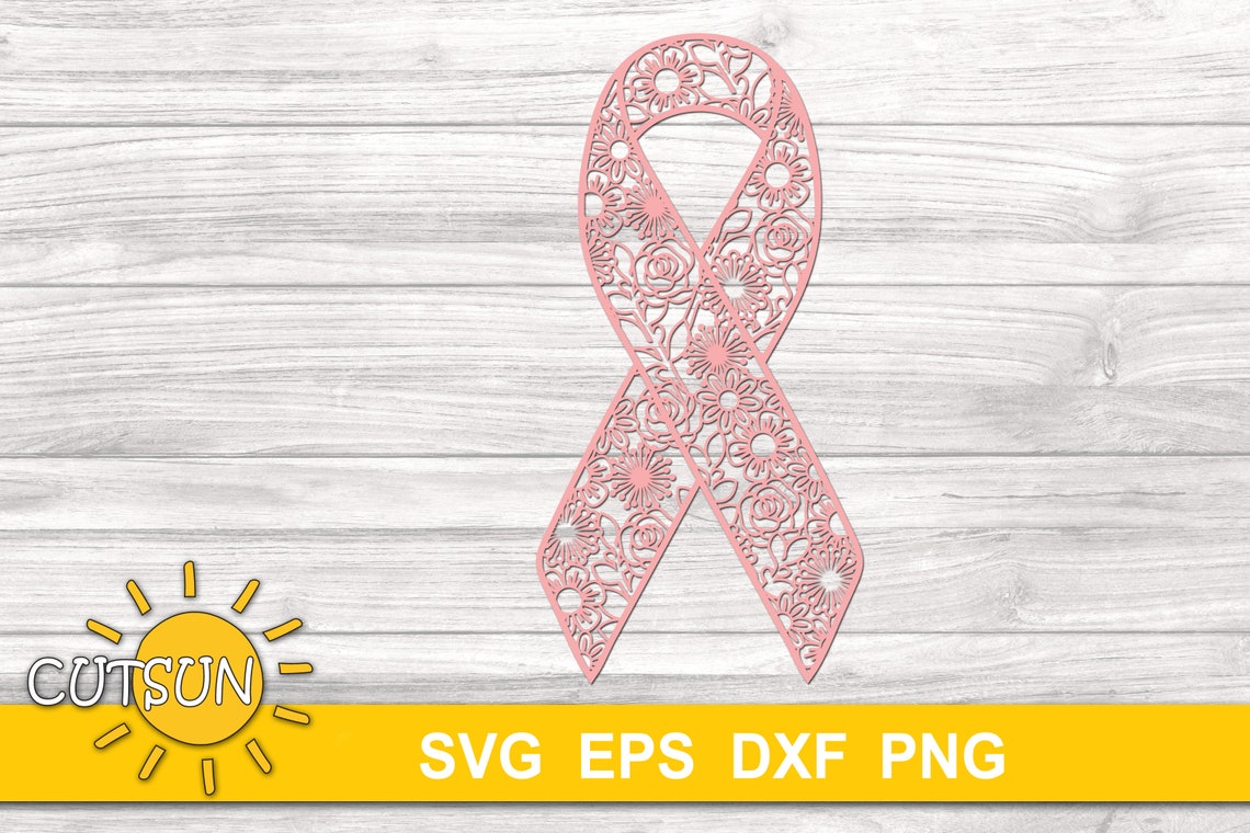Pink Ribbon svg Floral Pink ribbon svg Breast cancer svg | Etsy
