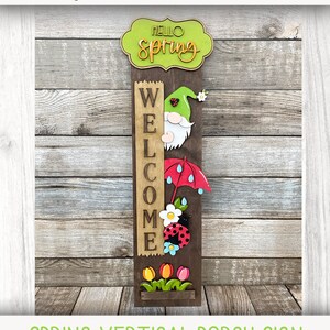 Hello Spring Porch Sign SVG | Interchangeable Gnome Add-on | Vertical ...