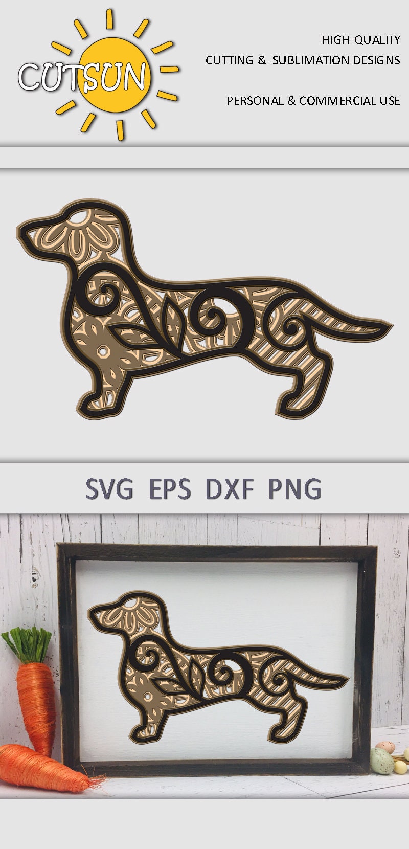 3D Layered Dog Dachshund SVG 5 Layers Cut File Glowforge SVG - Etsy