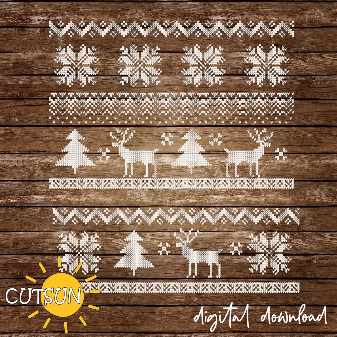 Christmas SVG | Nordic Sweater Patterns and Elements SVG Bundle - Etsy
