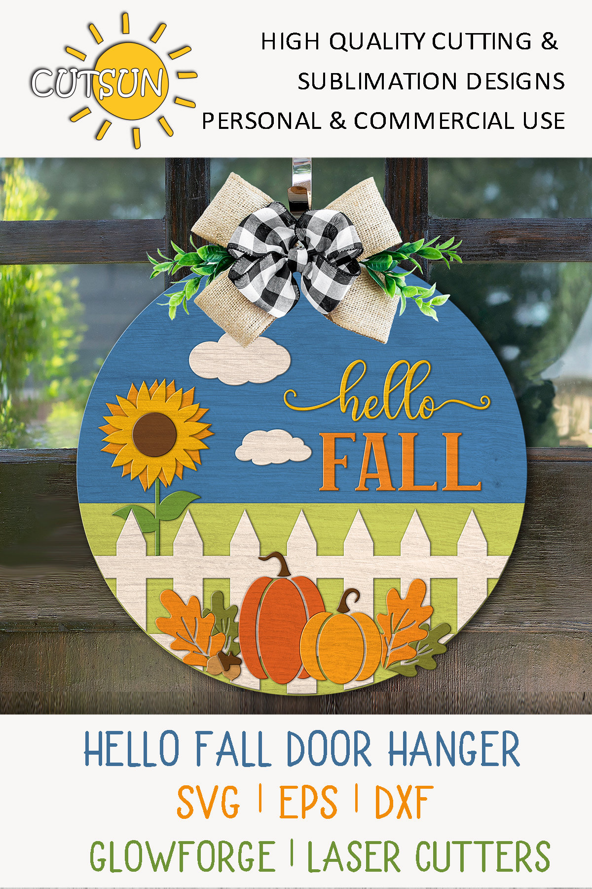 Hello Fall Door Hanger SVG Hello Fall Round Door Sign SVG - Etsy