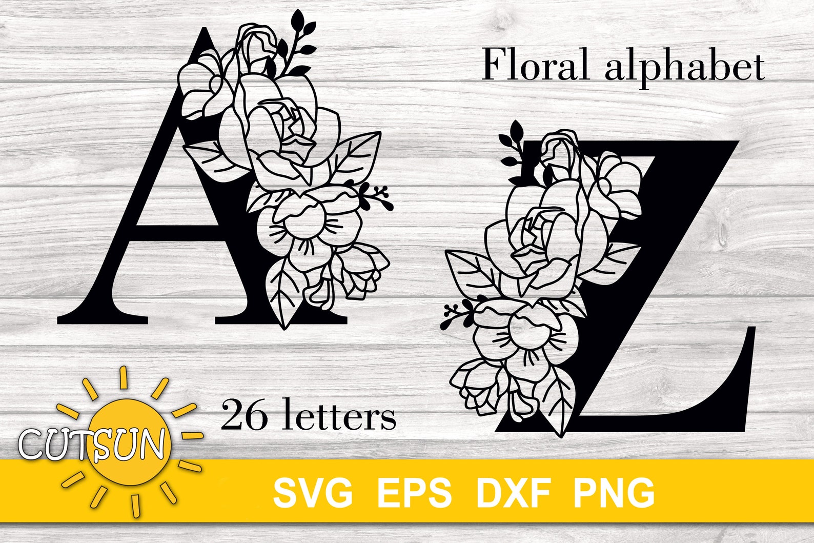 Floral Letters A-Z SVG Floral Alphabet SVG Monogram SVG - Etsy