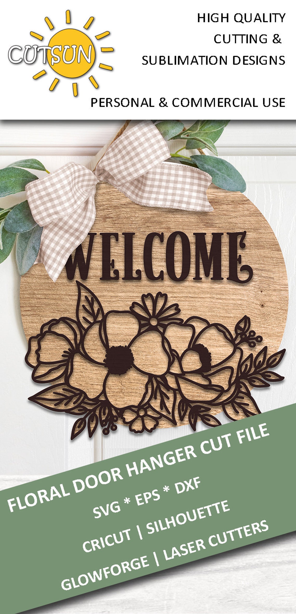 Spring Door Hanger SVG Floral Door Hanger SVG Magnolia - Etsy