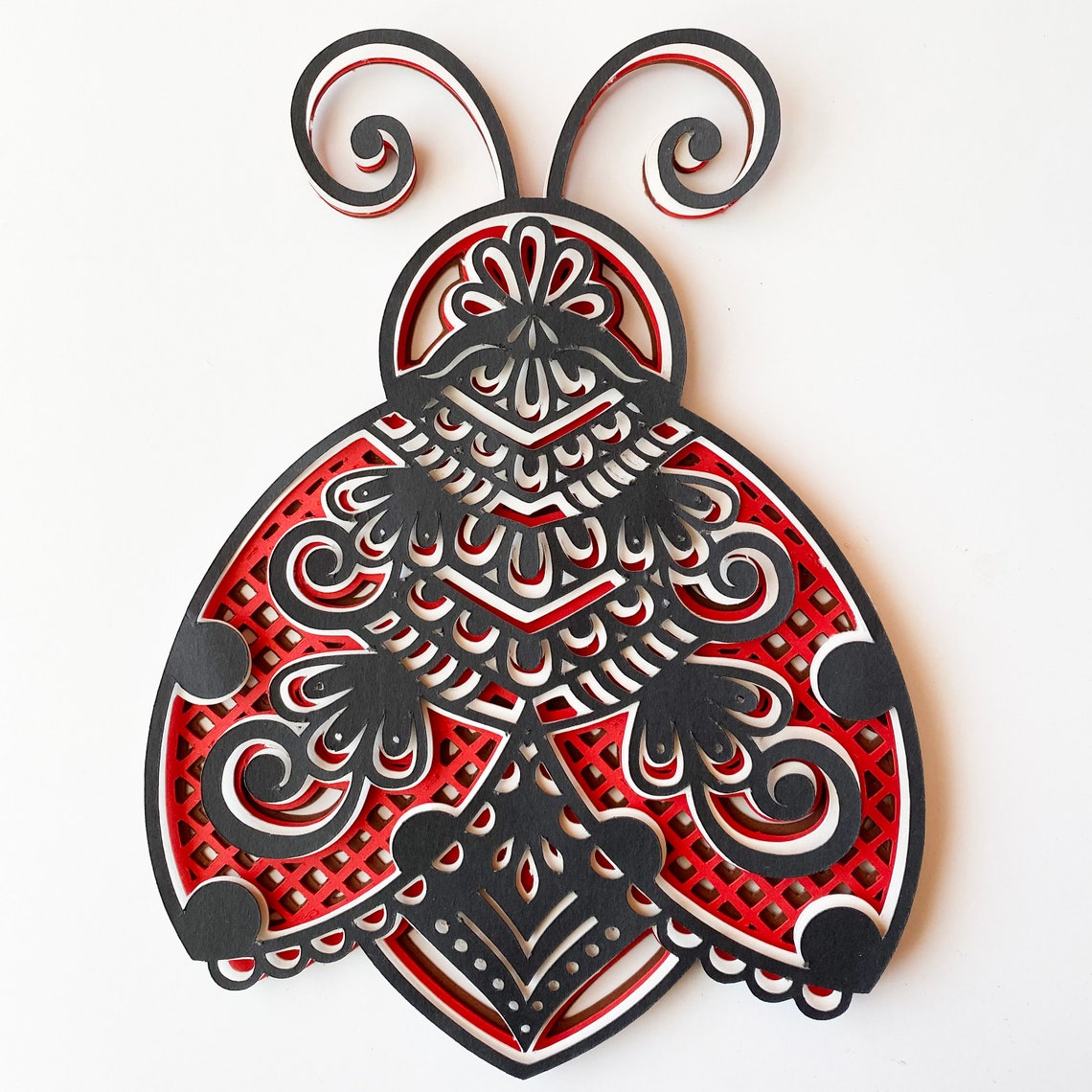 3D Layered Mandala Lady Bug SVG 4 Layers Cut File Glowforge - Etsy