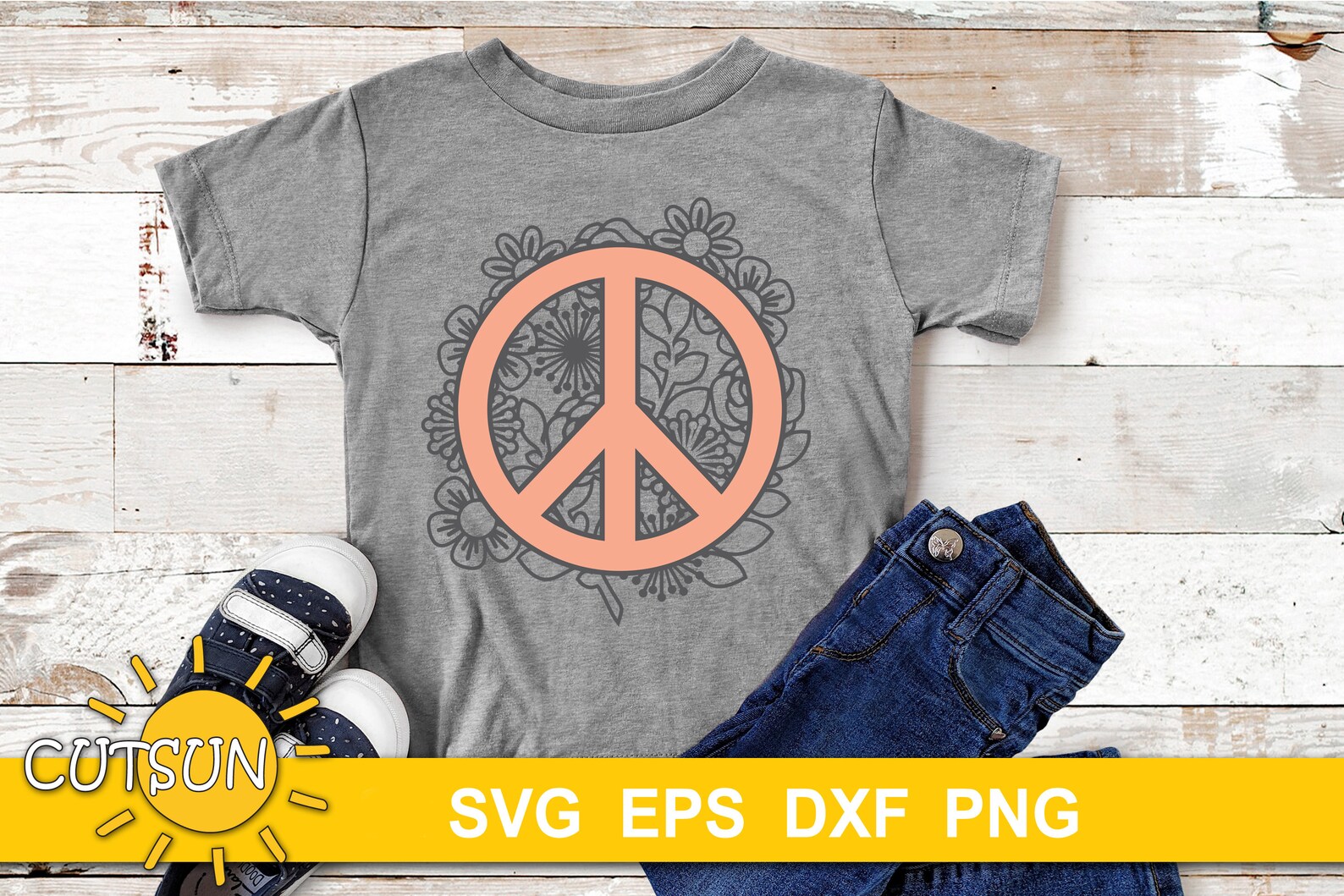 Peace sign svg Floral cut file for crafters svg files for | Etsy