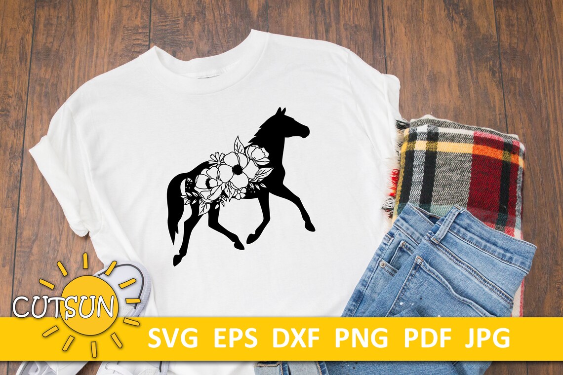Floral Horse Svg Horse Svg Flower Horse Svg Farmhouse - Etsy