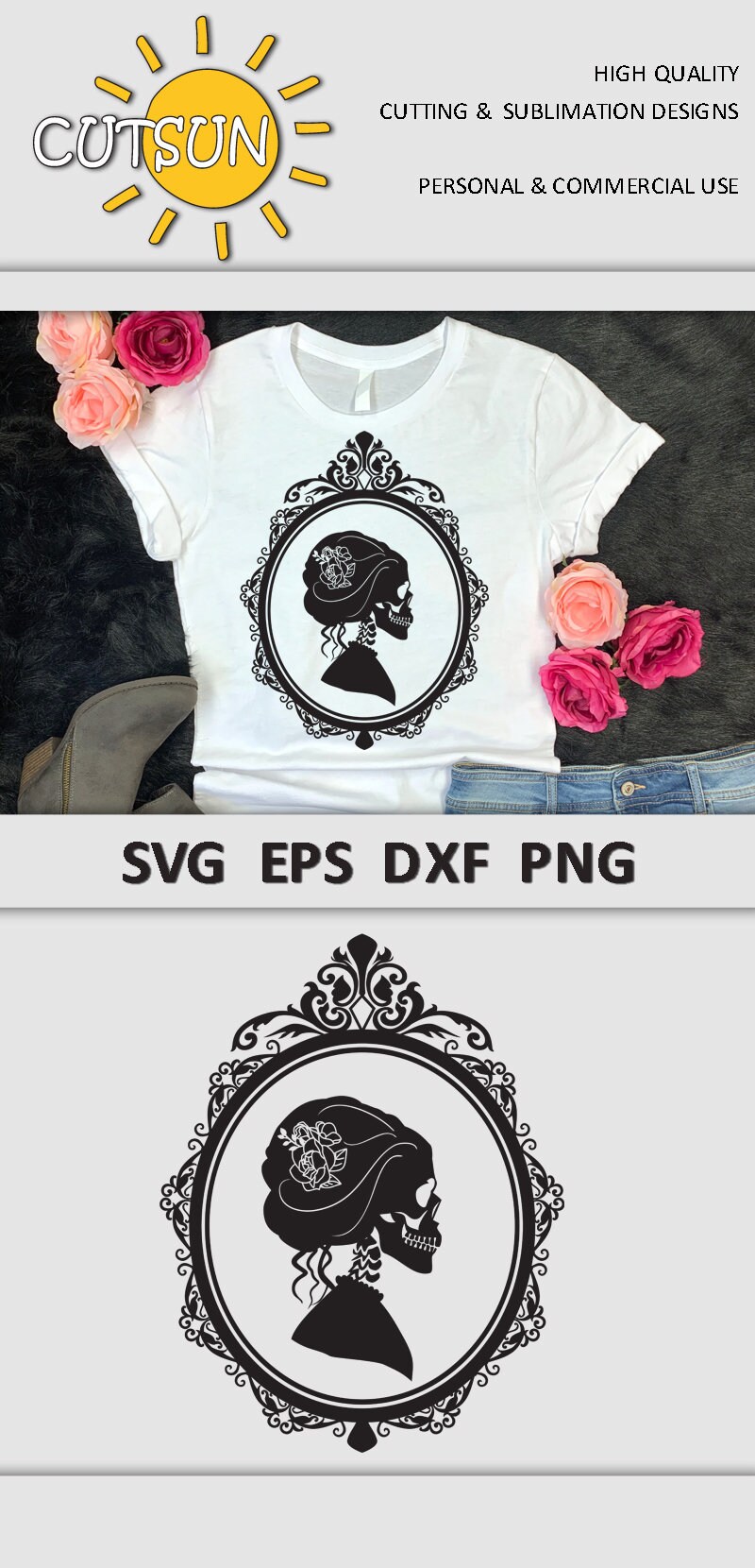 Victorian skull svg Gothic skulls in oval frames svg | Etsy