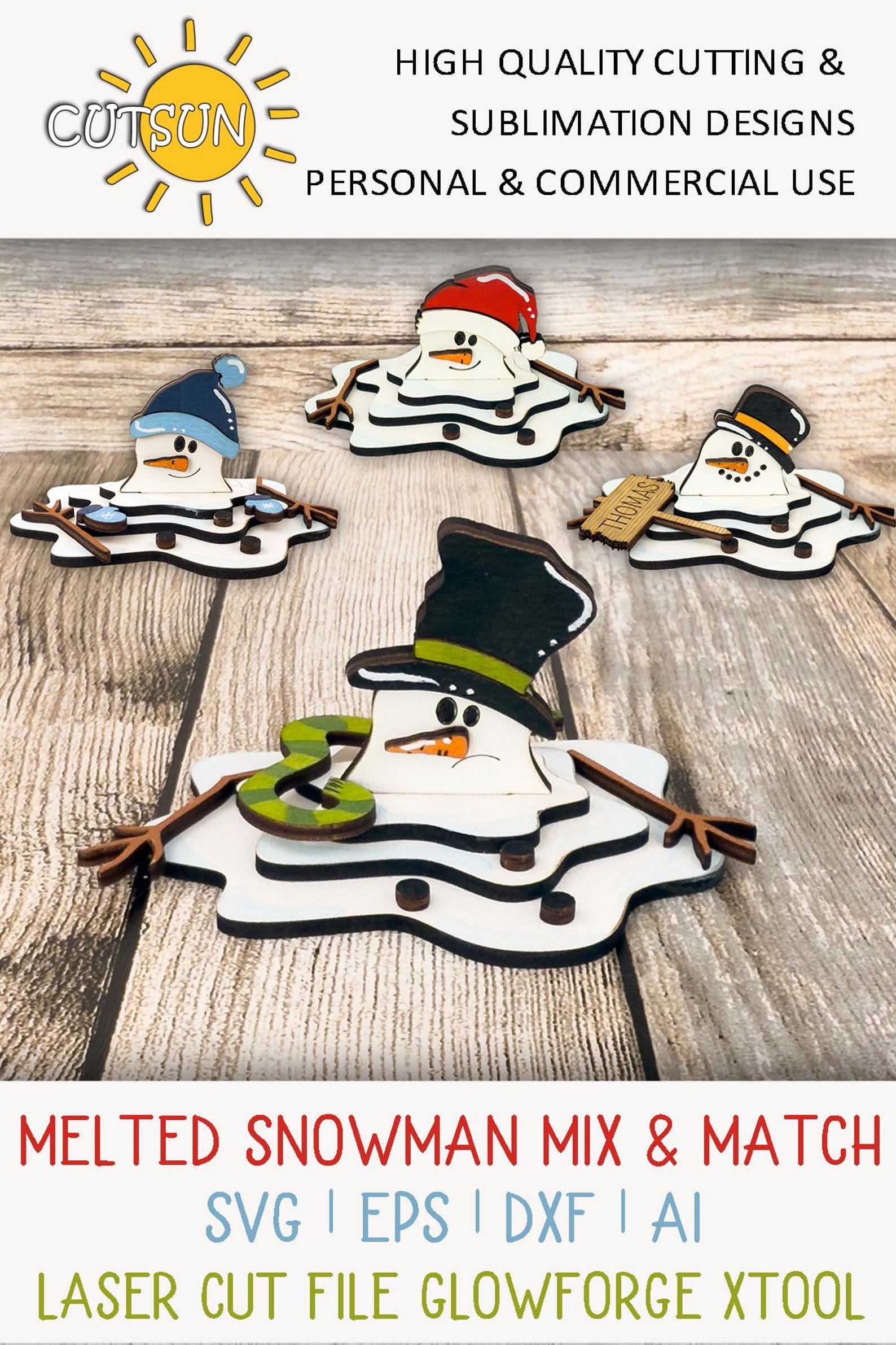 Melted Snowman SVG | Mix and Match Build Your Own Snowman | Winter ...