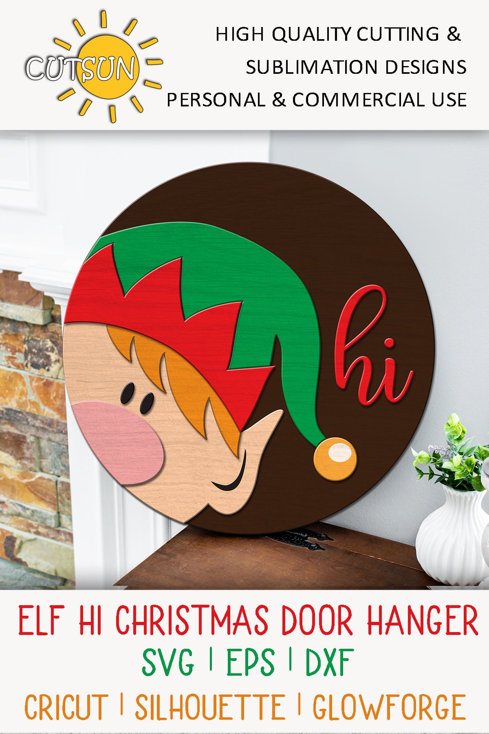 Elf Door Hanger SVG Christmas Door Hanger SVG Elf Hi Door - Etsy