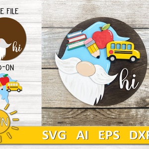 Interchangeable Welcome Sign School Gnome Door Hanger SVG Back to ...