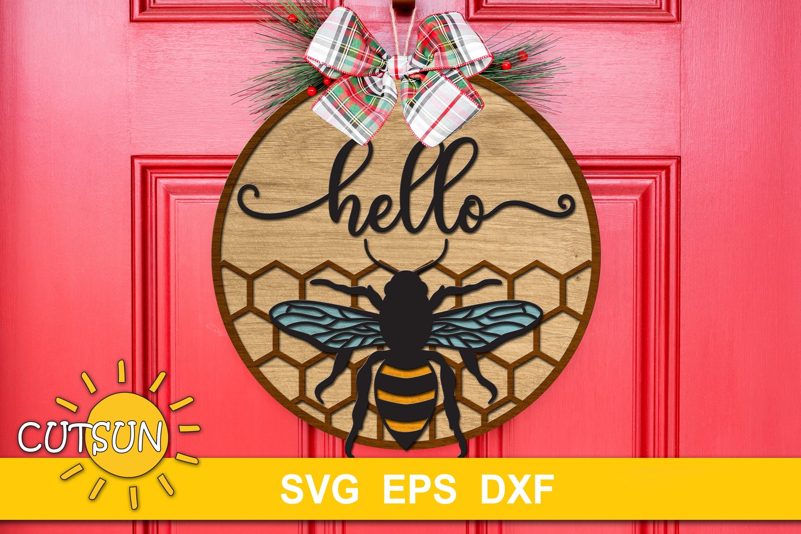 Bee Welcome Sign Bee Round Sign Glowforge SVG Bee Hello - Etsy