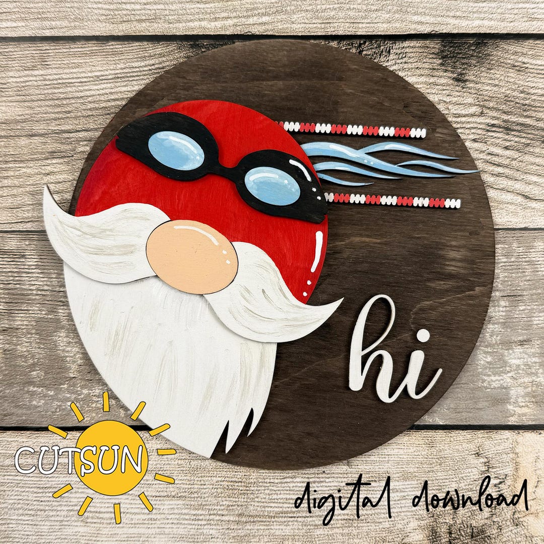 Swimming Gnome SVG | Interchangeable Gnome Sign | Swimmer Gnome With ...