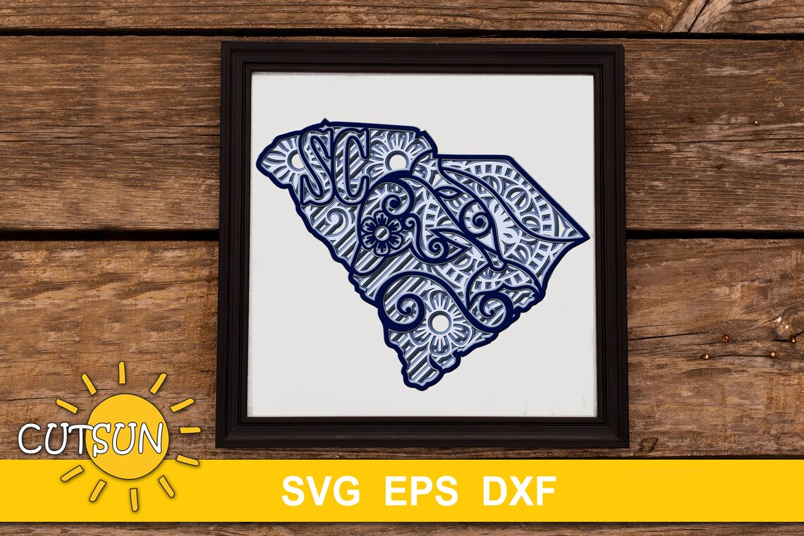 Layered 3D Mandala South Carolina State SVG 5 Layers 3D | Etsy