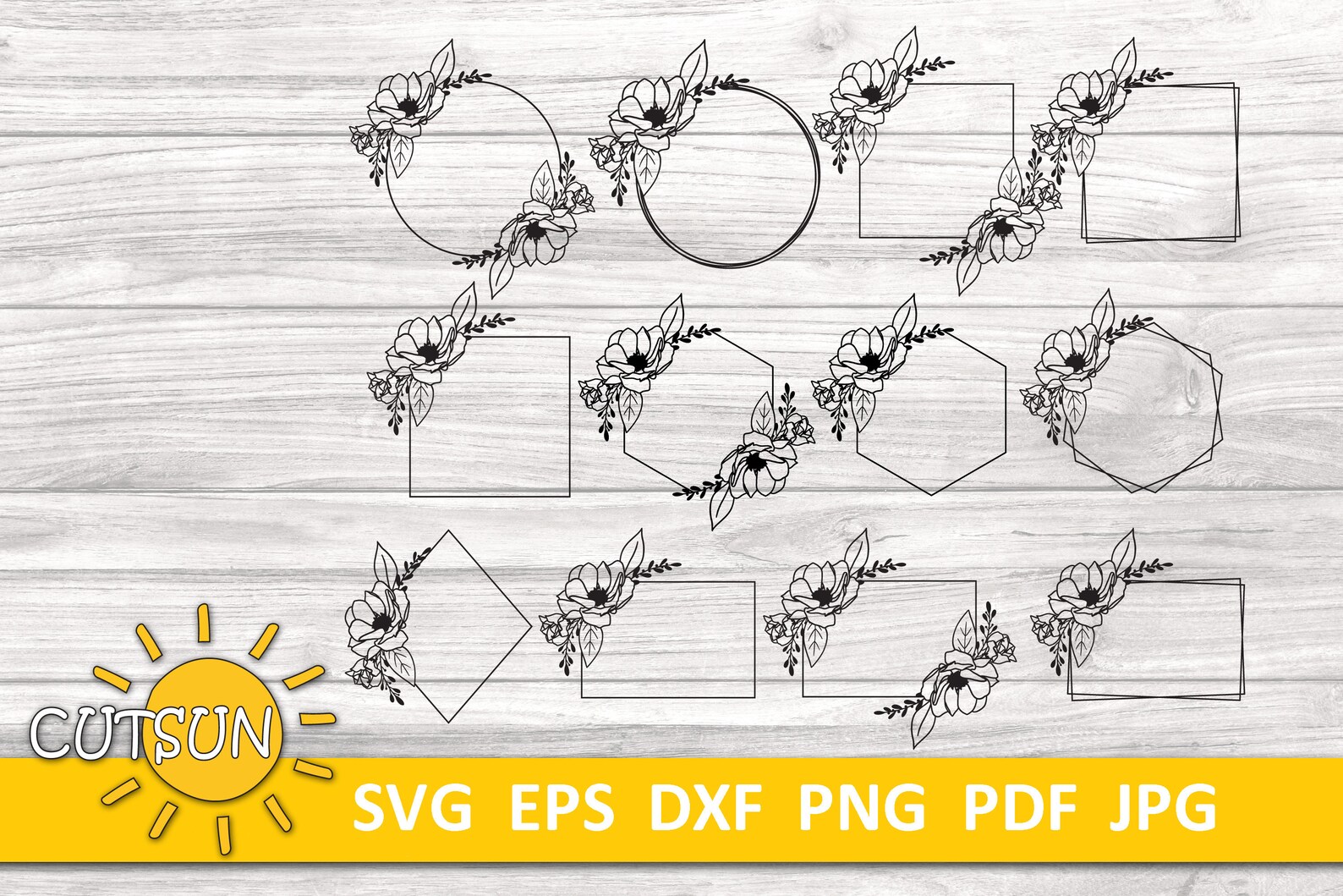 Floral Frame Bundle SVG 48 Designs Floral Frame SVG Bundle | Etsy