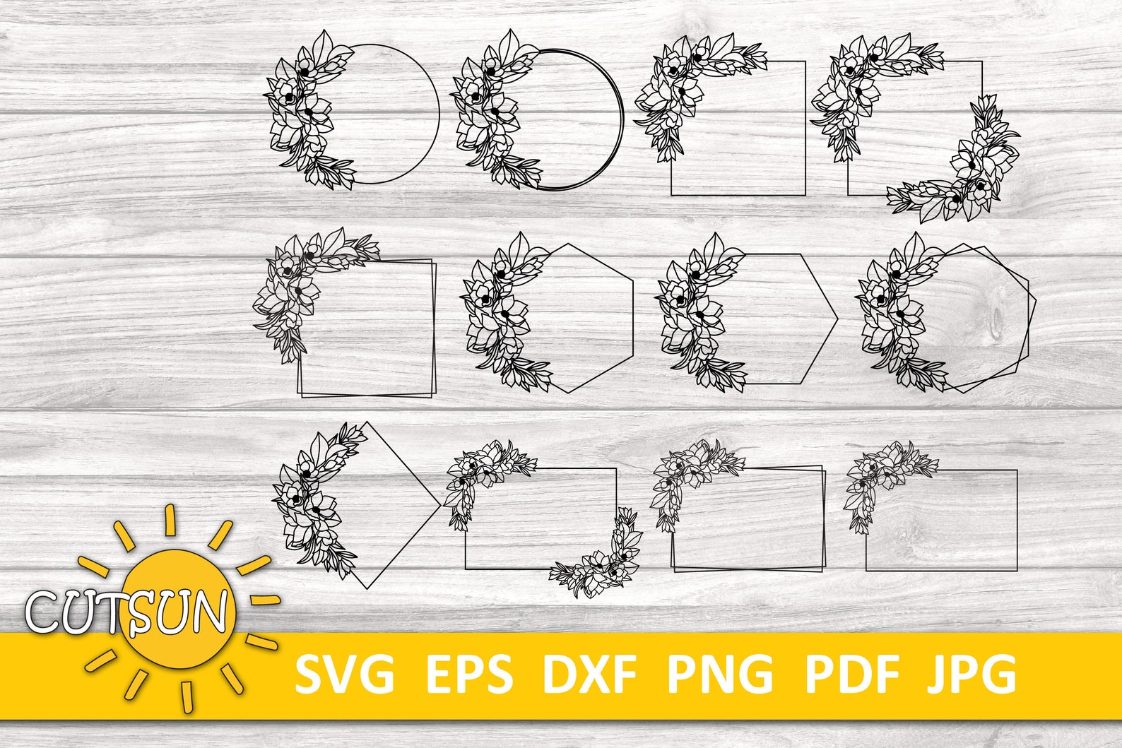 Floral Frame Bundle SVG 48 Designs Floral Frame SVG Bundle | Etsy