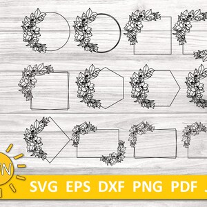 Floral Frame Bundle SVG 48 Designs | Floral Frame SVG Bundle | Flower ...