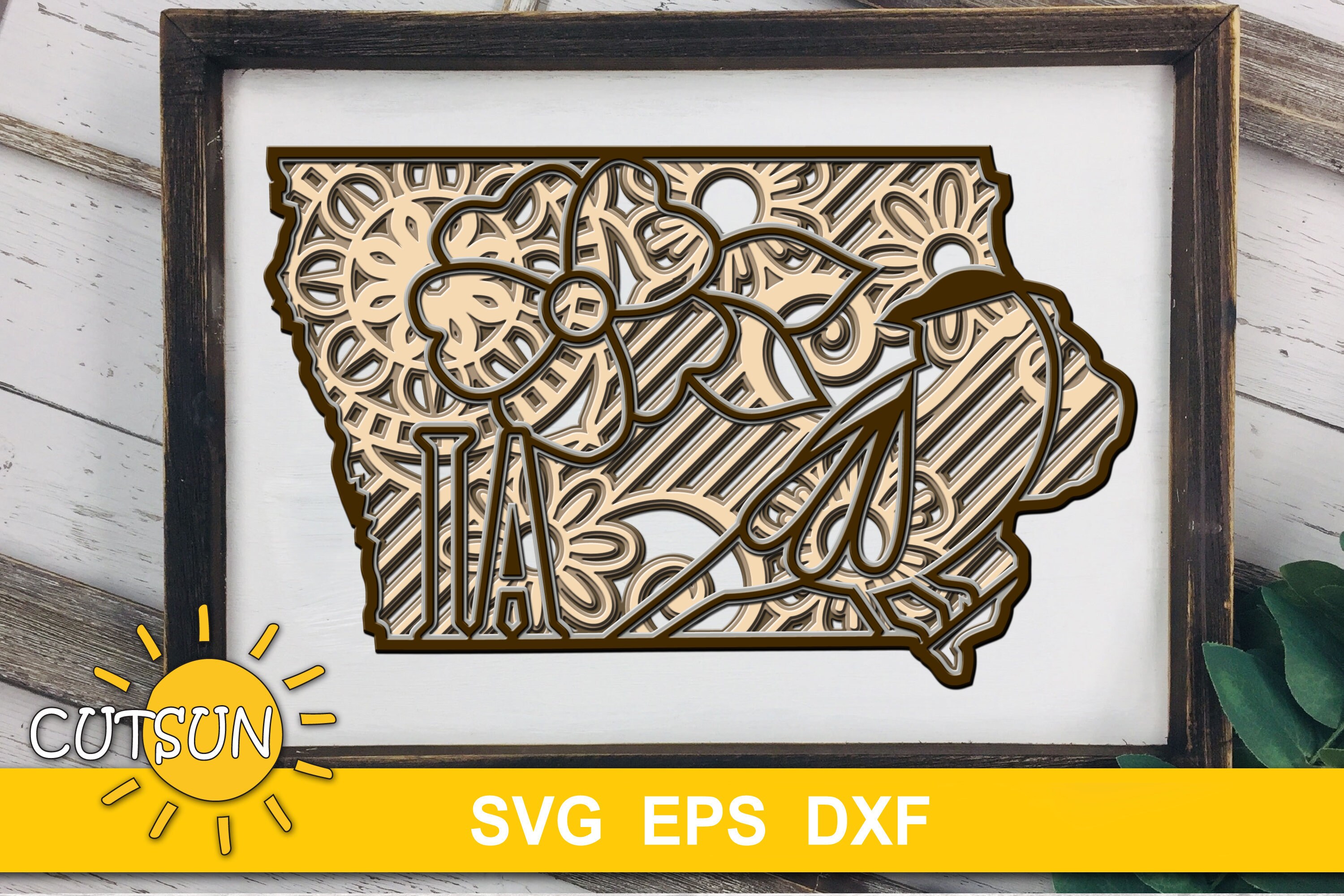 Layered 3D Mandala Iowa State SVG 5 Layers 3D Layered DXF | Etsy