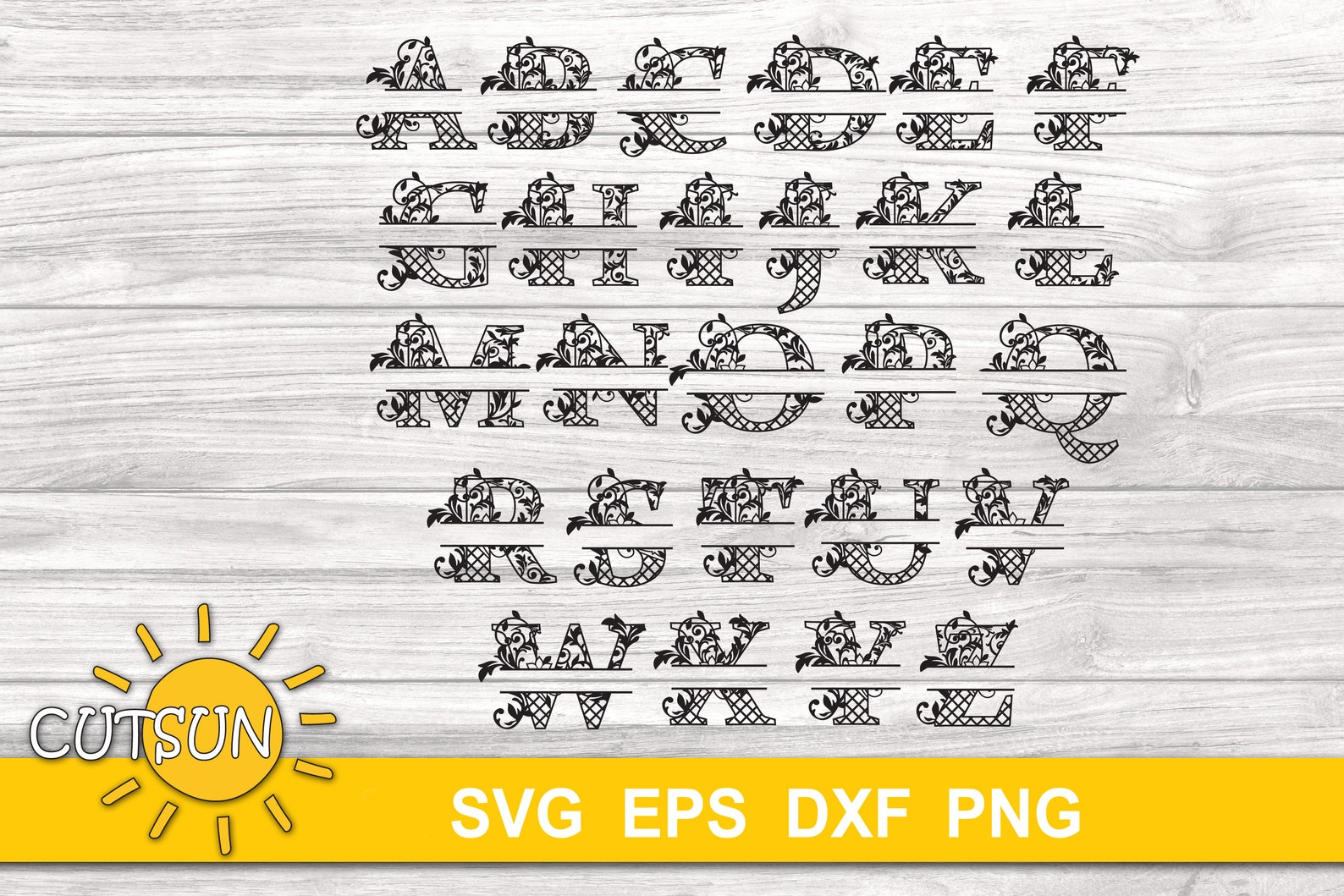 Split Letters A-Z SVG Split Alphabet SVG Monogram SVG - Etsy