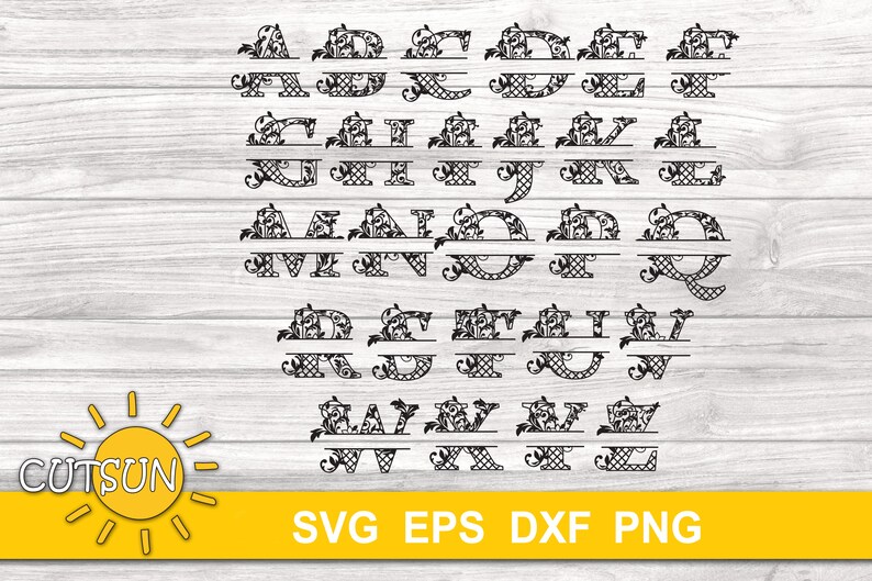 Split Letters A-Z SVG Split Alphabet SVG Monogram SVG - Etsy