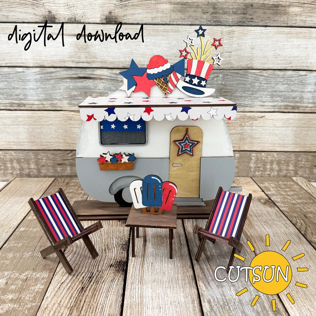 Fourth of July SVG Add-on for Interchangeable Camper | Patriotic Shelf ...