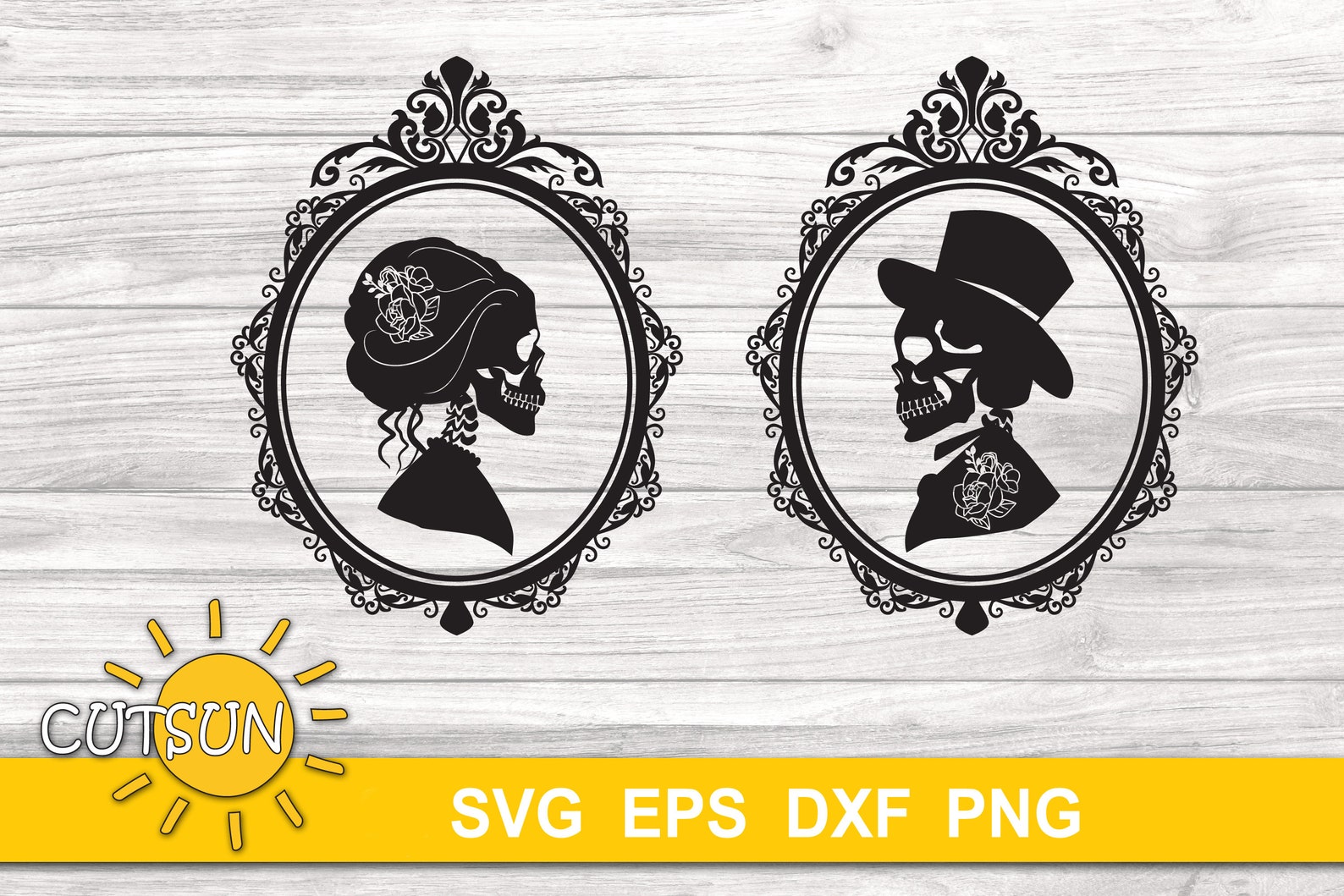 Victorian Skull Svg Gothic Skulls in Oval Frames Svg | Etsy