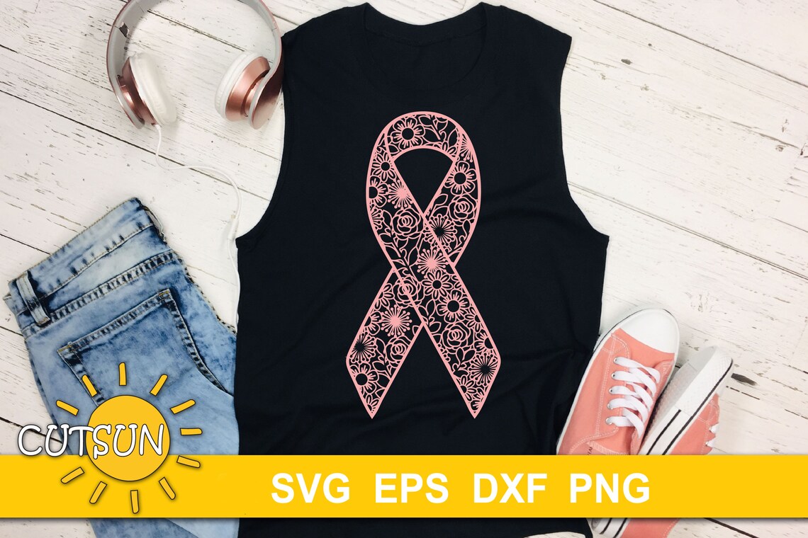 Pink Ribbon svg Floral Pink ribbon svg Breast cancer svg | Etsy